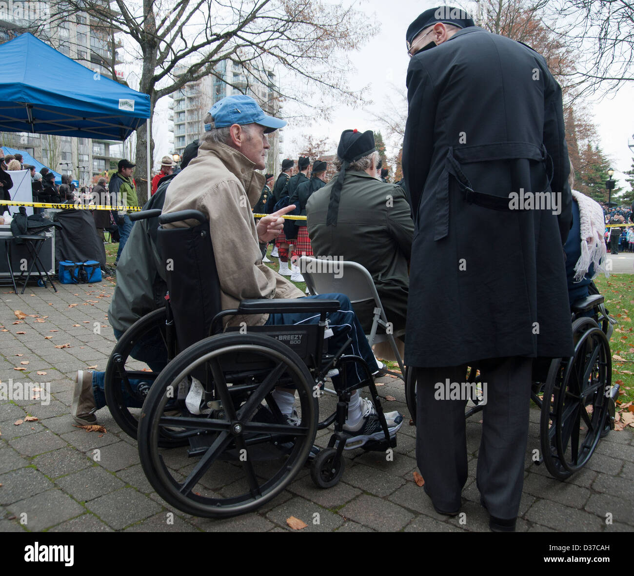 Canadian World War 2 veterans in wheelchairs at Remembrance Day ...