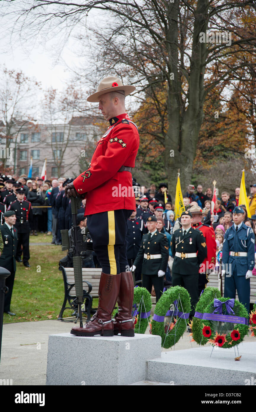 Canadian Mounted Police or Mountie standing at attention during ...