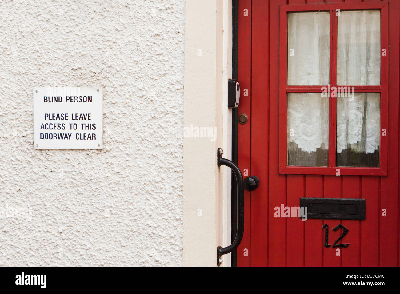 Blind persons front door requesting access. Dunkeld.Scotland Stock ...