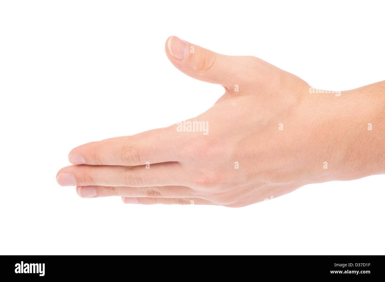 Empty open man hand on white background Stock Photo - Alamy
