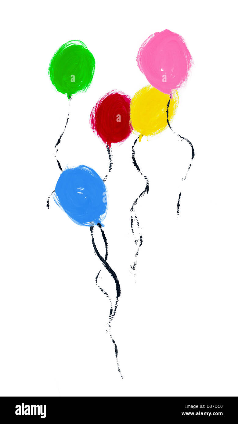 Multicoloured painted balloons on white background Stock Photo - Alamy