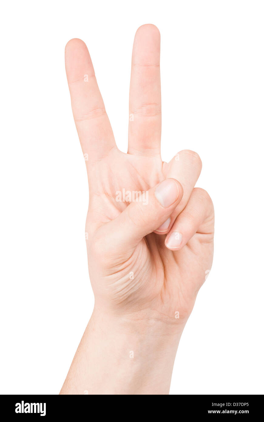 Man hand making sign. Isolated on white background Stock Photo - Alamy