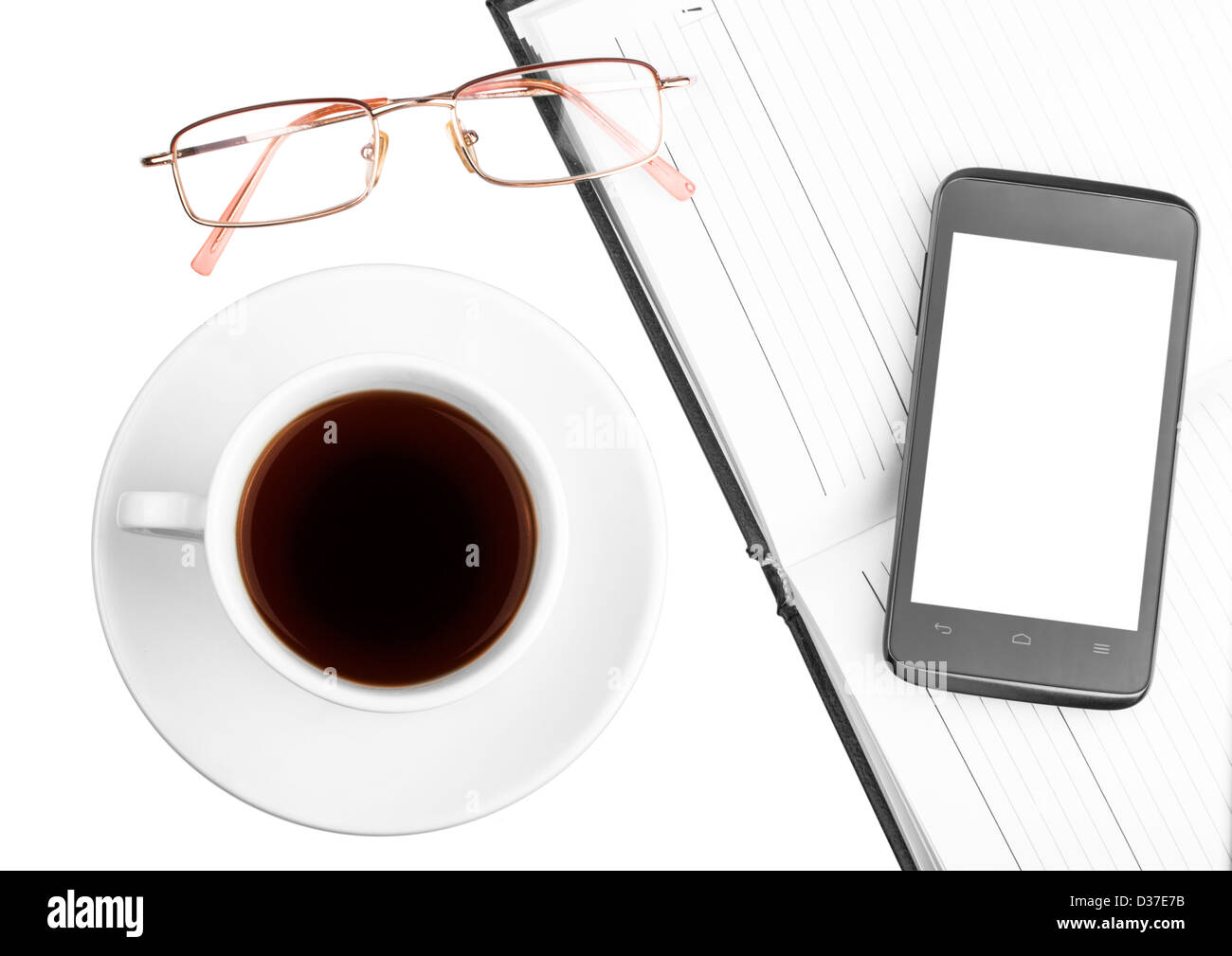 Modern workplace with mobile phone Stock Photo - Alamy