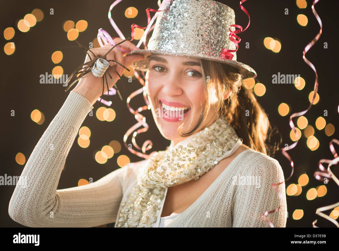 Woman celebrating New Year's Eve Stock Photo - Alamy Woman celebrating New Year's Eve Stock Photo - Alamy