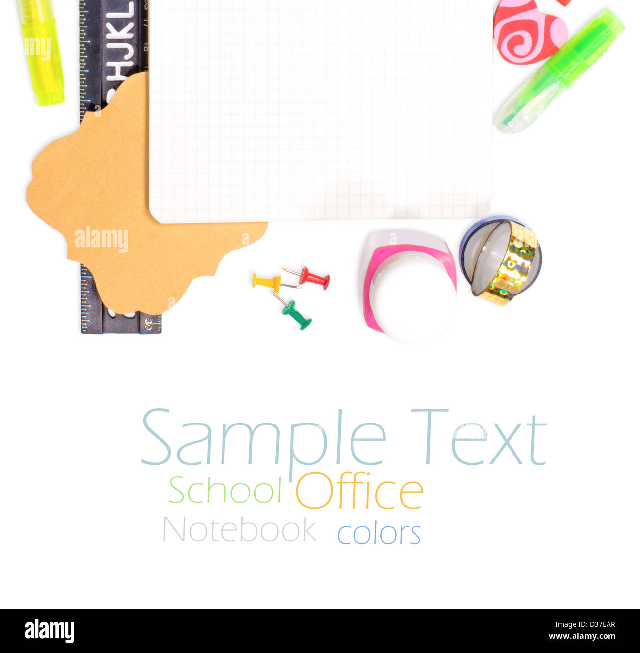 Photo of office and student gear over white background - Back to school ...