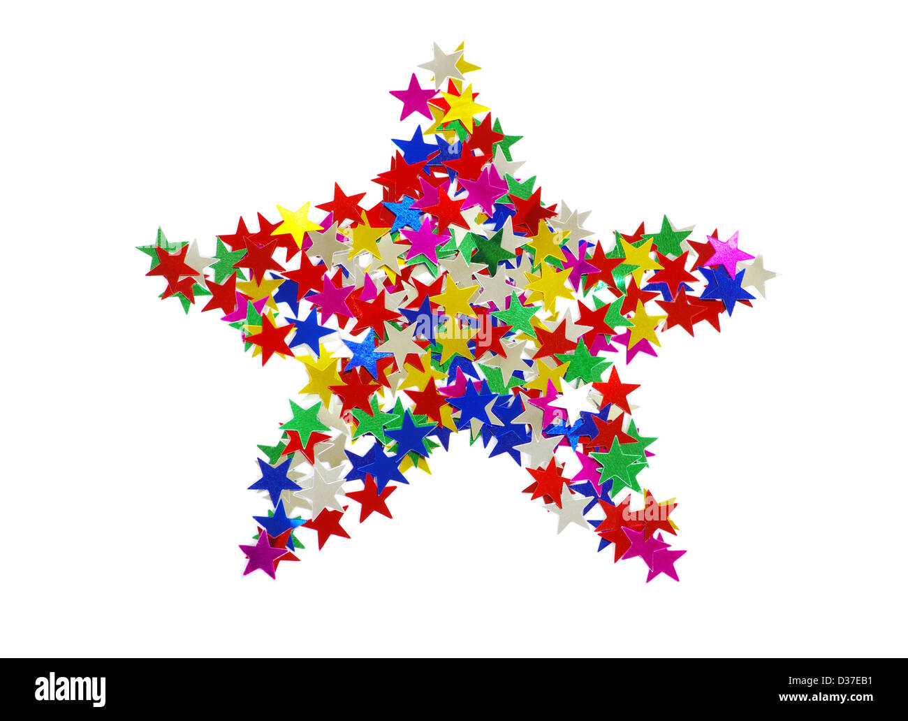 Big star composed of many colored stars on white Stock Photo - Alamy