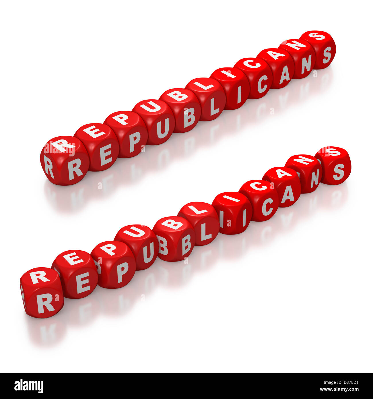 Republican political party represented with red dice on white ...