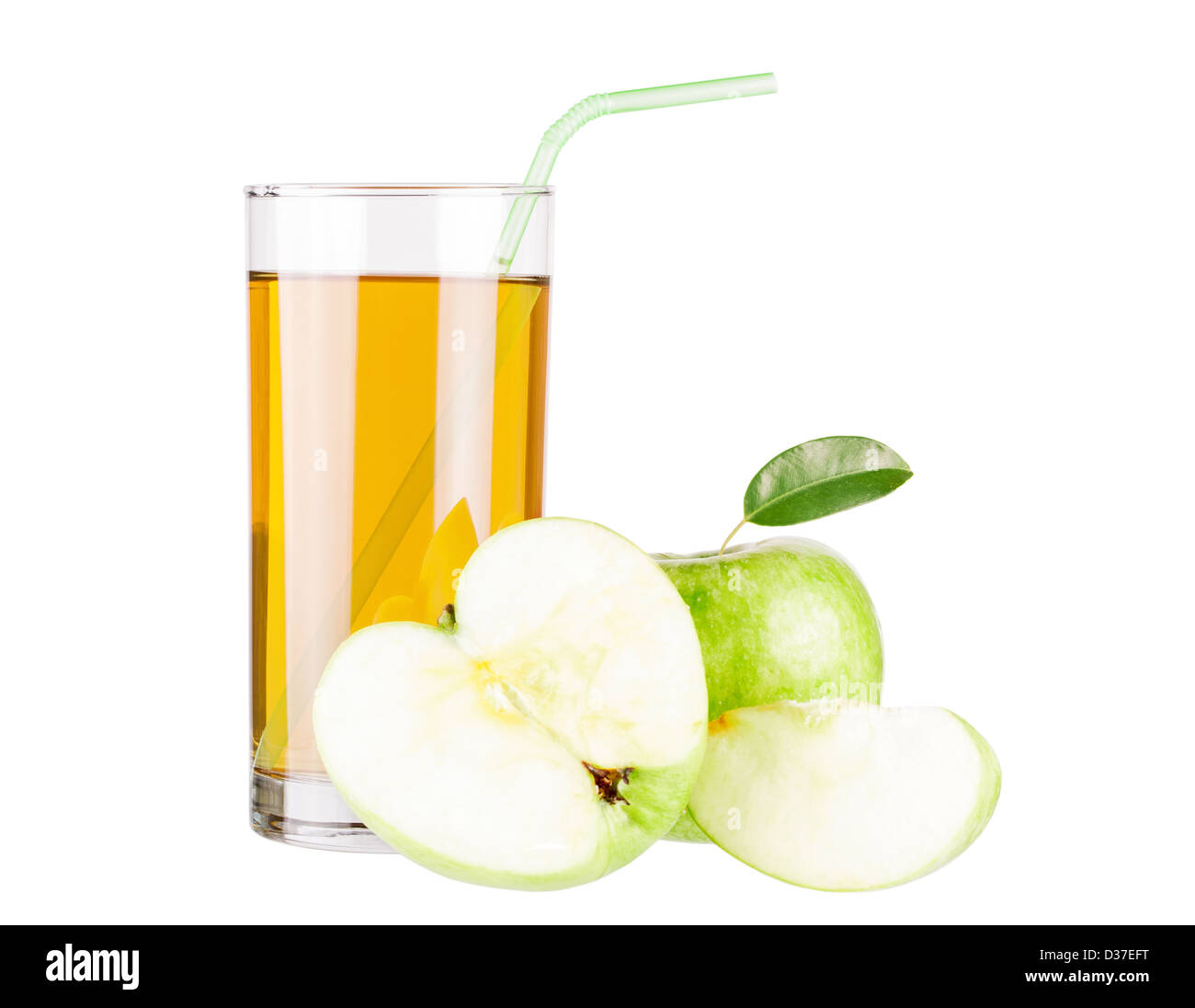 Apple juice and green apple isolated on white Stock Photo - Alamy