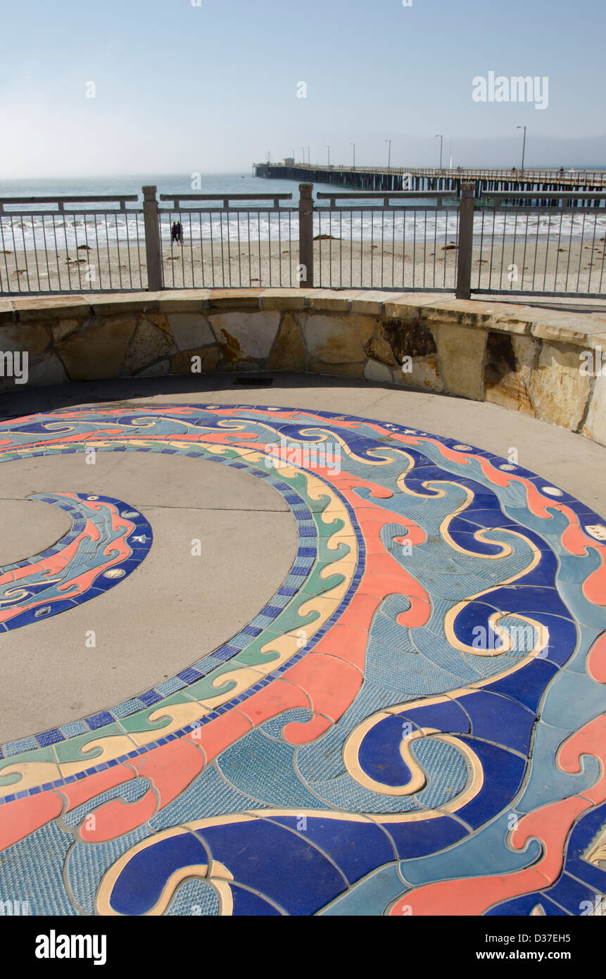 California, Pacific Coast, Avila Beach. Downtown pier area, decorative ...