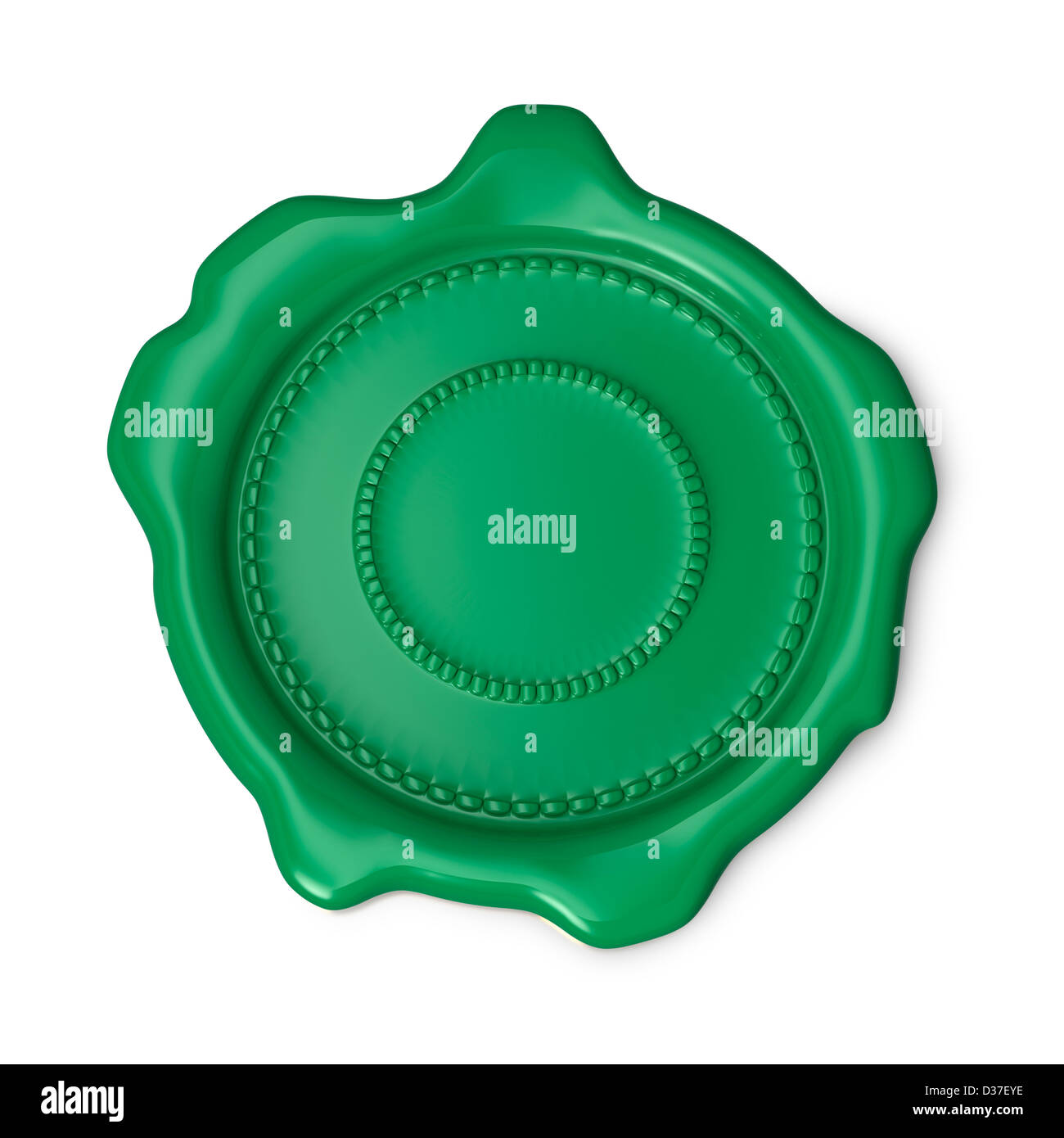 Green wax seal on white background Stock Photo - Alamy