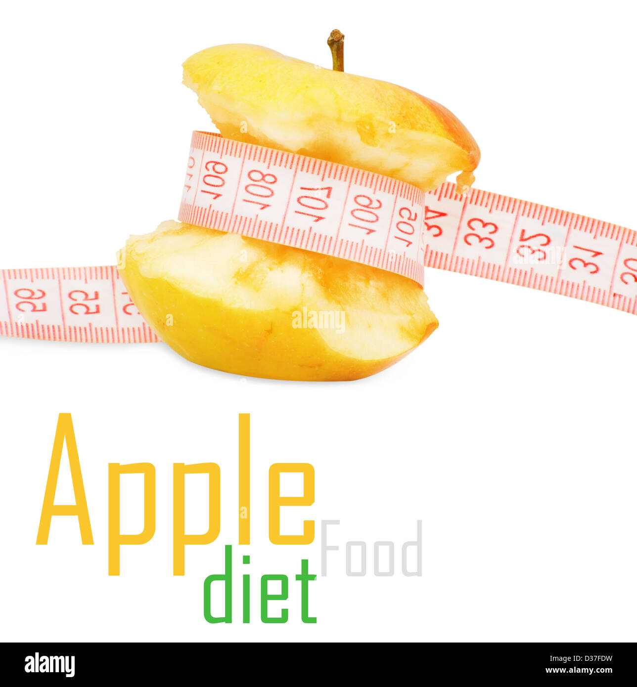 Apple with measurement isolated on white Stock Photo - Alamy