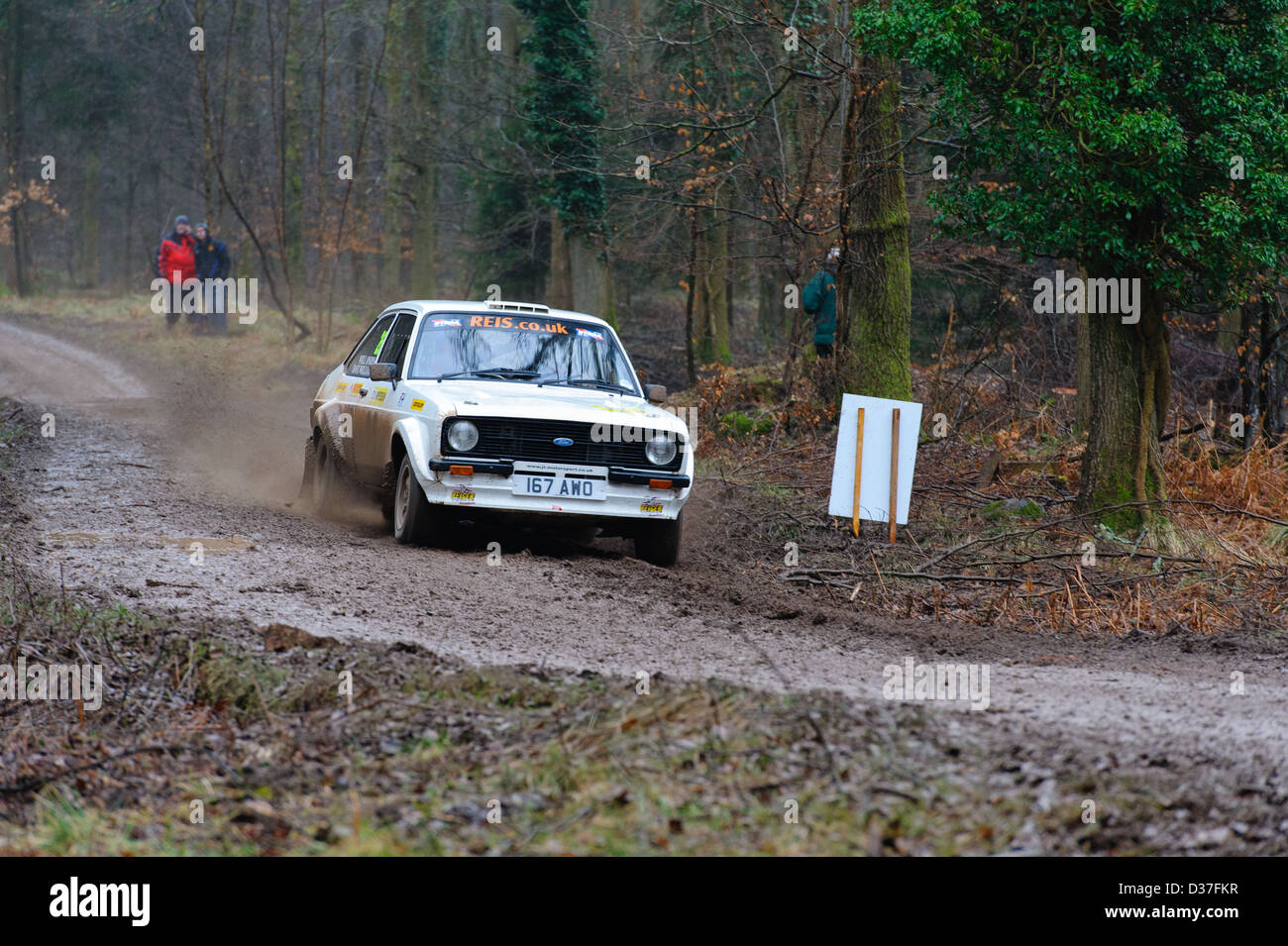 A rally car taking part in the Wyedean forest rally in Wales Stock ...