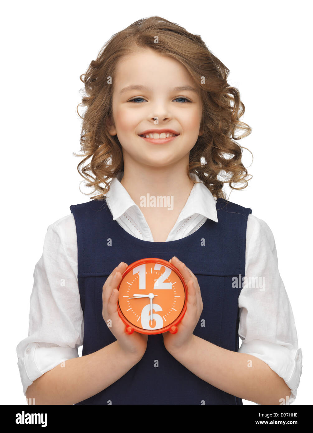 girl with alarm clock Stock Photo - Alamy