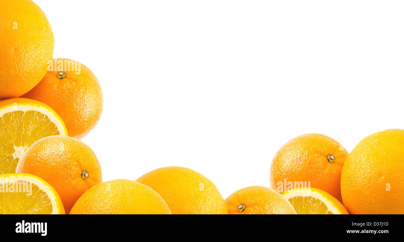 Two and half oranges isolated on white background Stock Photo - Alamy