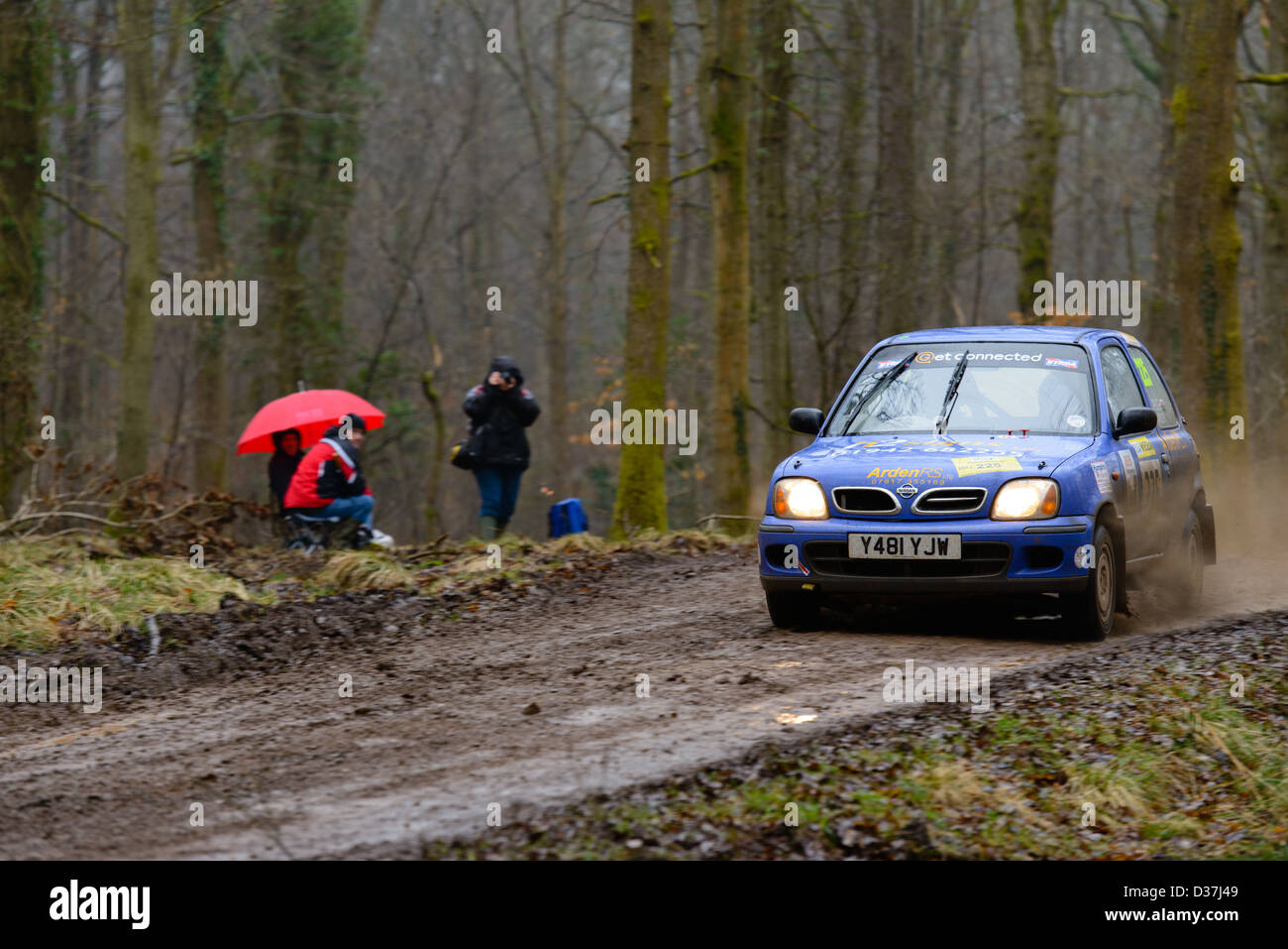 A rally car taking part in the Wyedean forest rally in Wales Stock ...
