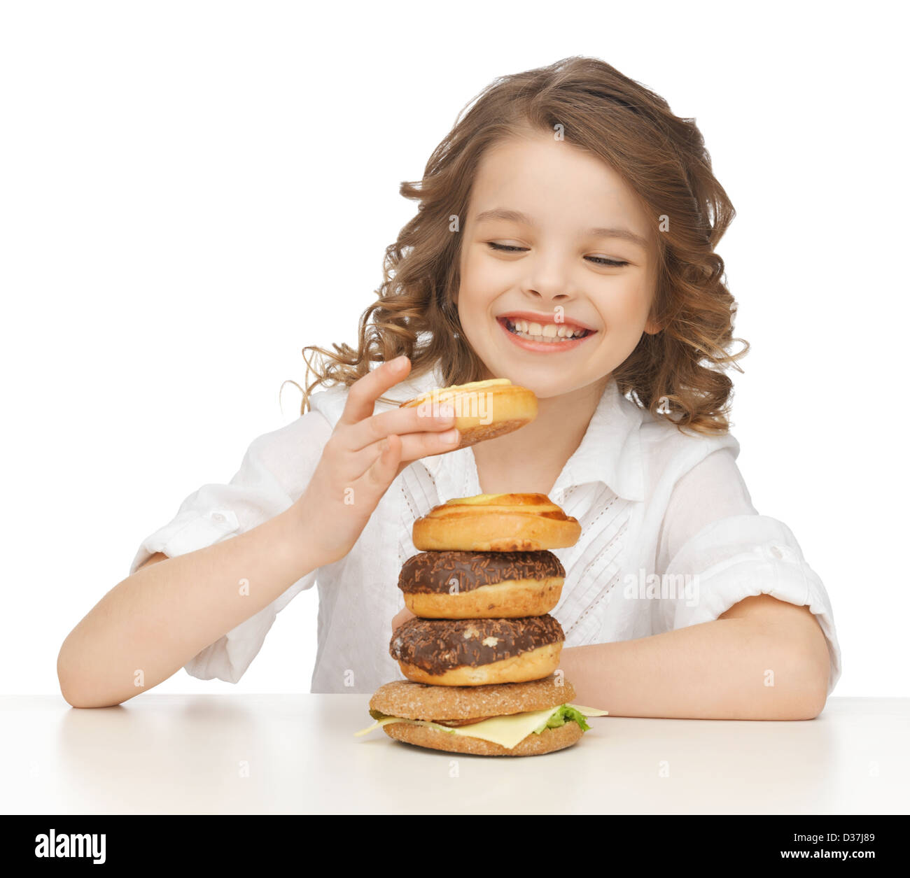 girl with junk food Stock Photo - Alamy