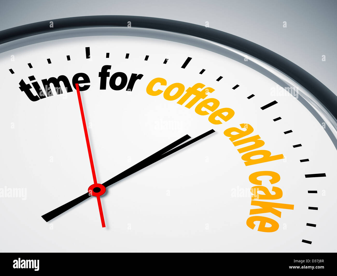 An image of a nice clock with time for coffee and cake Stock Photo - Alamy