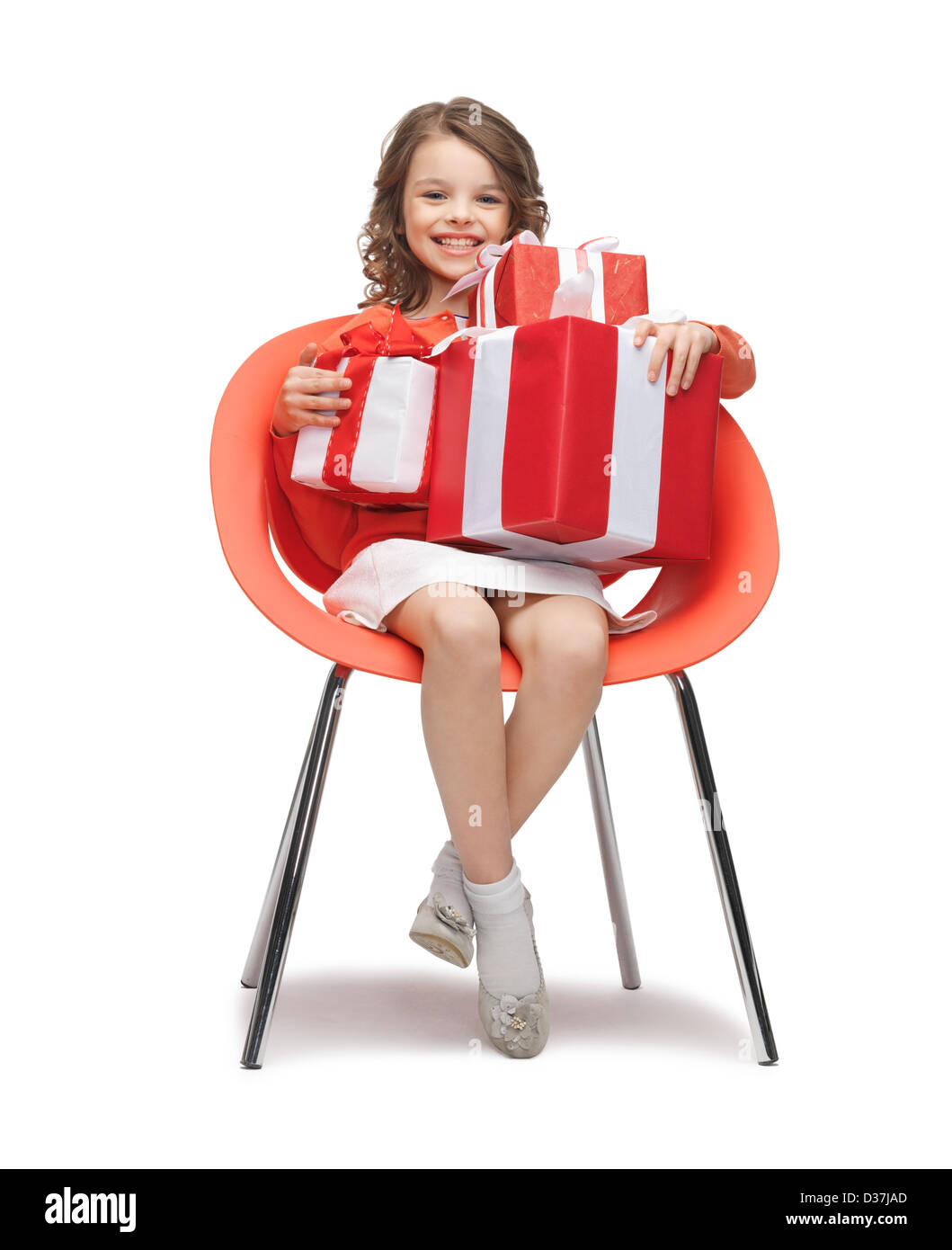 girl with gift boxes Stock Photo - Alamy