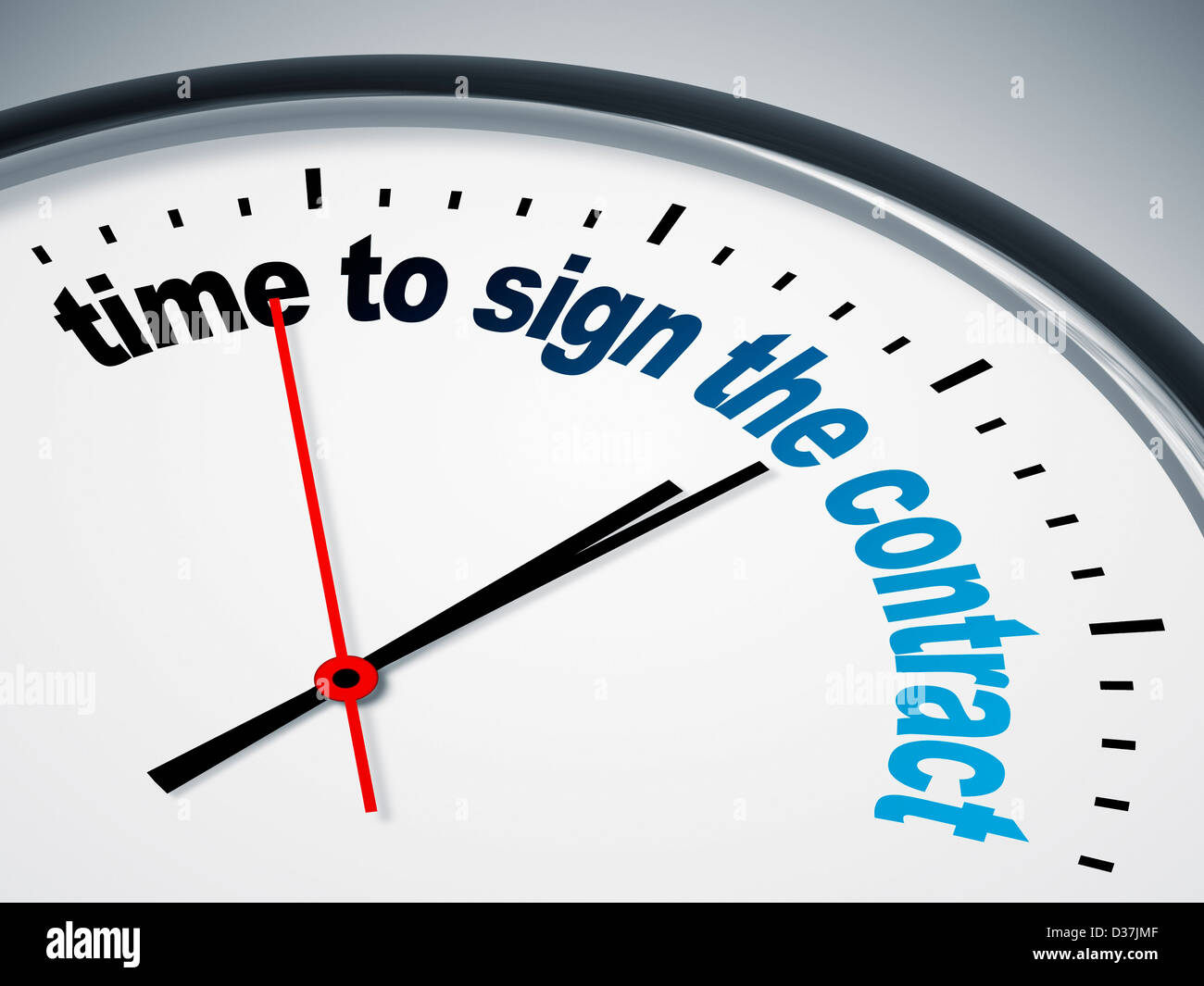 A clock with time to sign the contract Stock Photo - Alamy