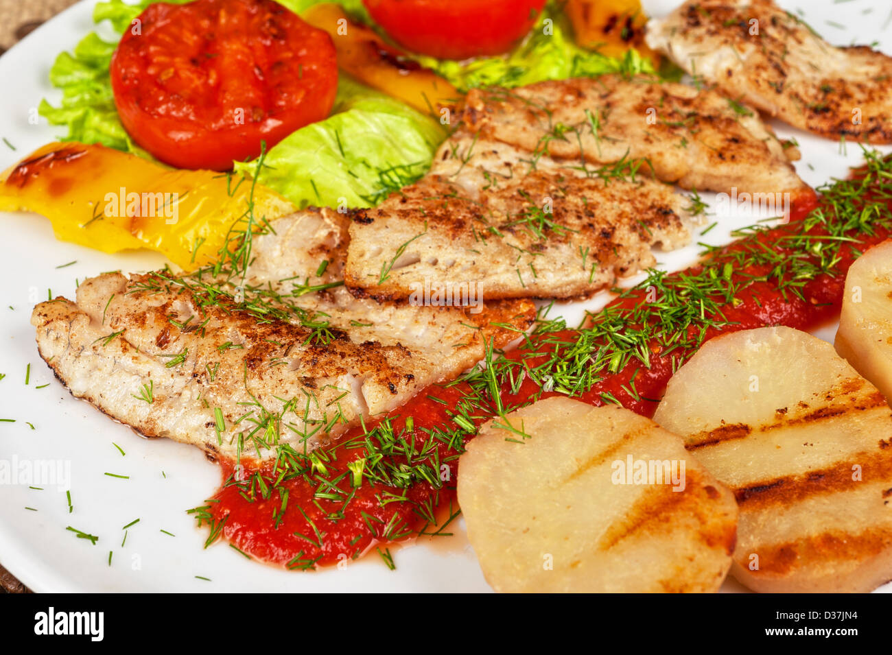 Tasty fish pike perch fillet Stock Photo - Alamy