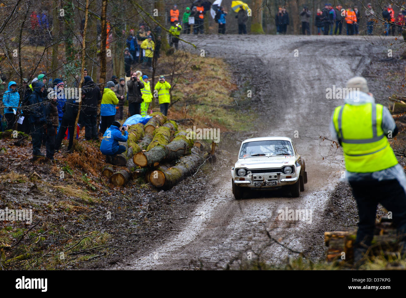A rally car taking part in the Wyedean forest rally in Wales Stock ...