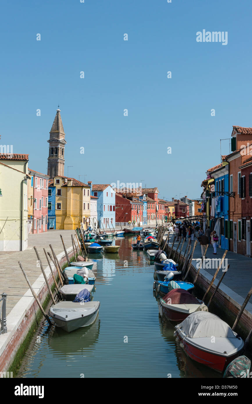 Burano island in Venice Lagoon famous for colourful painted buildings ...