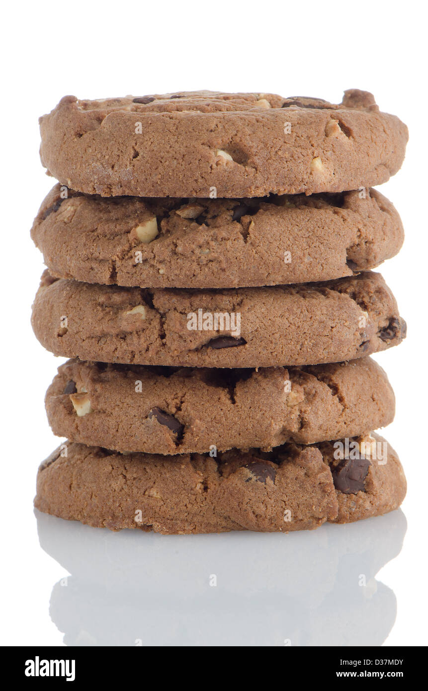 Stack of chocolate cookies isolated on white background Stock Photo - Alamy