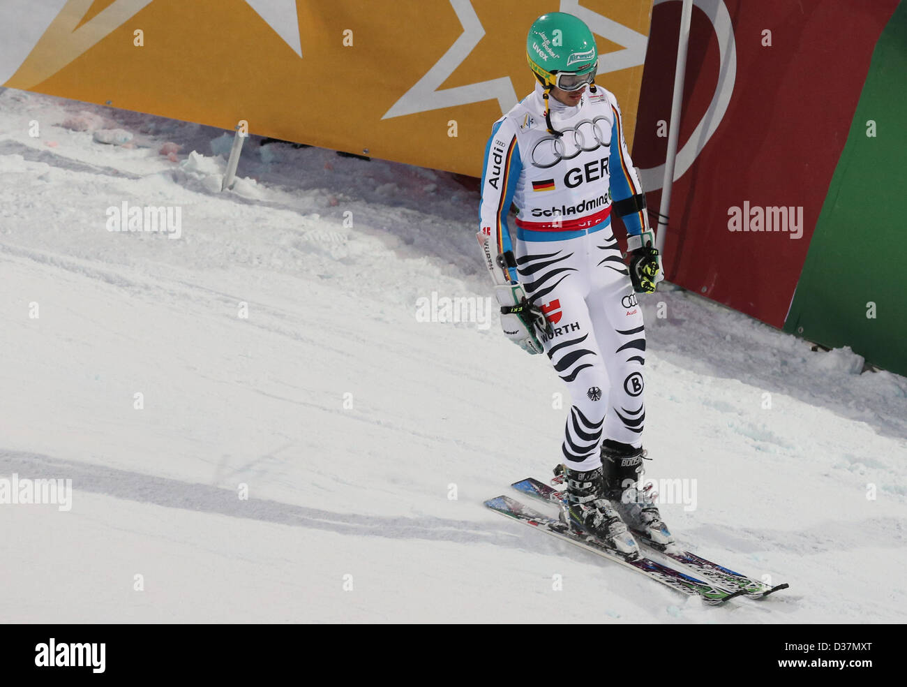 Felix Neureuther of Germany slides down after a crash with Croatia's ...