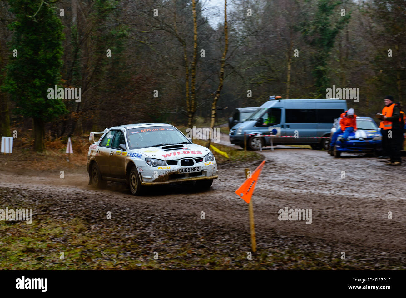 A rally car taking part in the Wyedean forest rally in Wales Stock ...