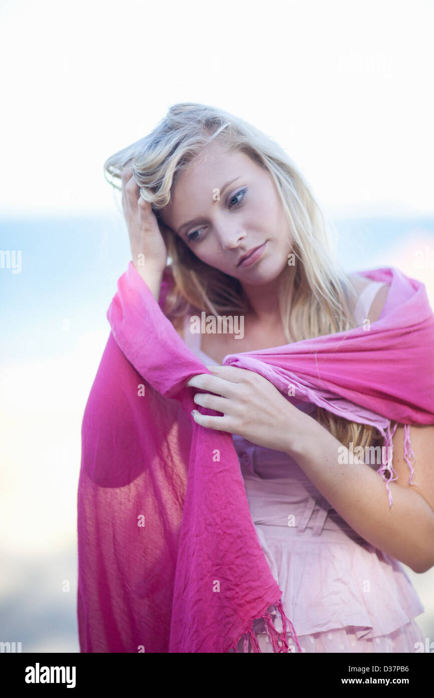 Woman wrapped in shawl hi-res stock photography and images - Alamy