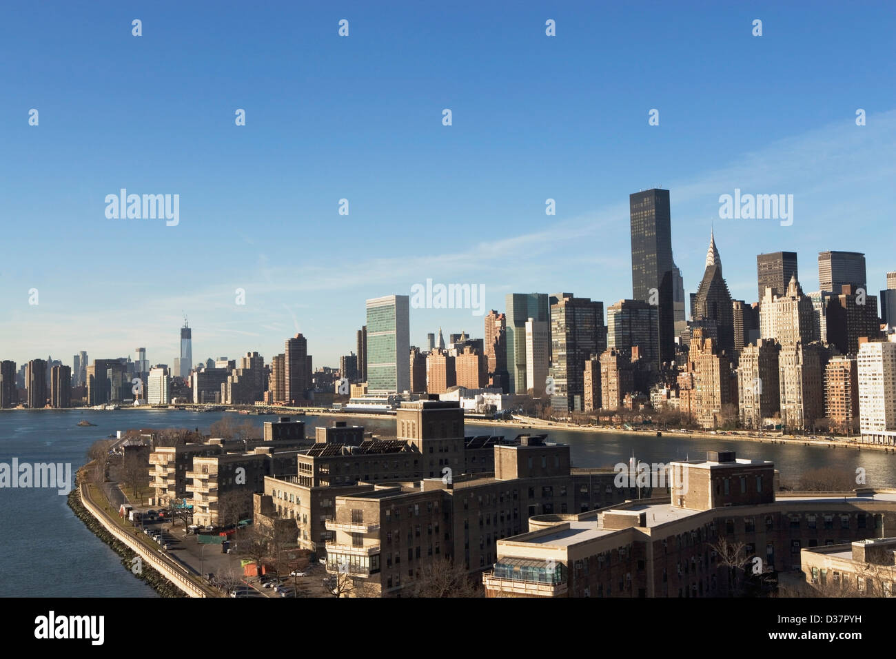 USA, New York State, New York City, Elevated view of Manhattan's East ...