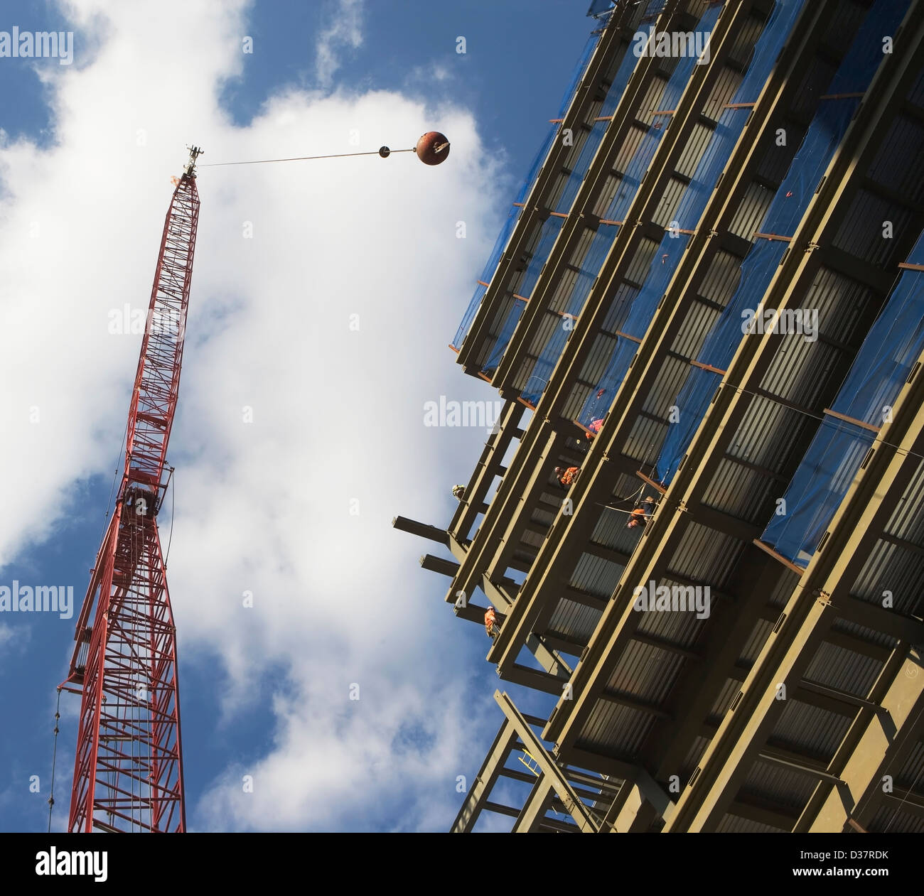 USA, New York State, New York City, Low angle view of crane and ...