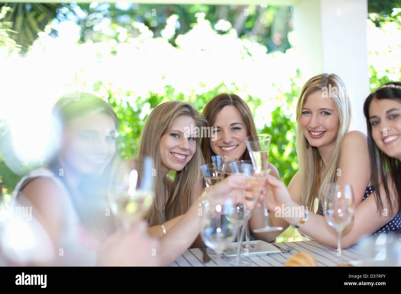 Women toasting each other with champagne Stock Photo - Alamy