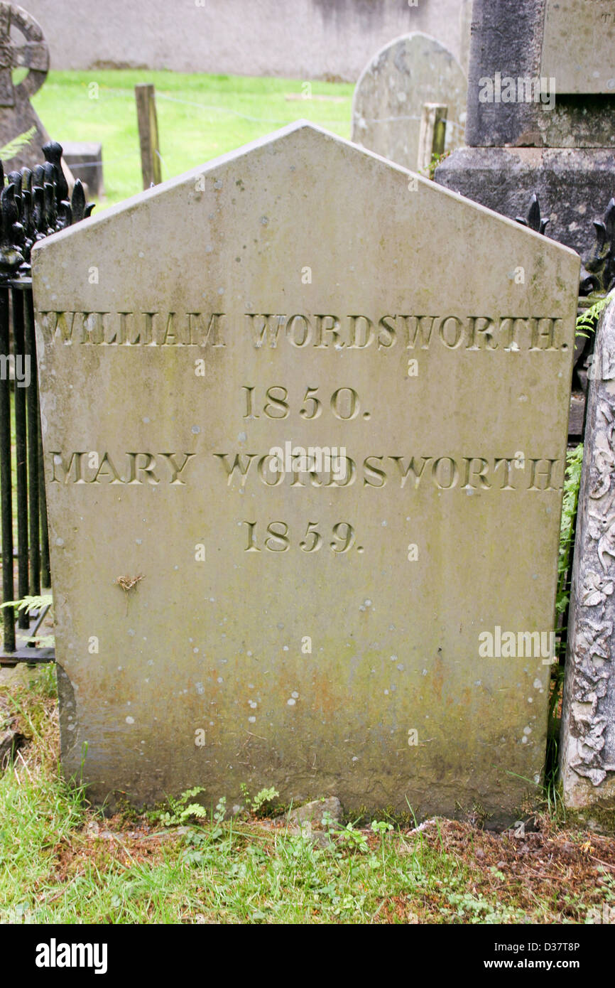 William Wordsworth grave St Oswald Church Grasmere Cumbria England UK ...