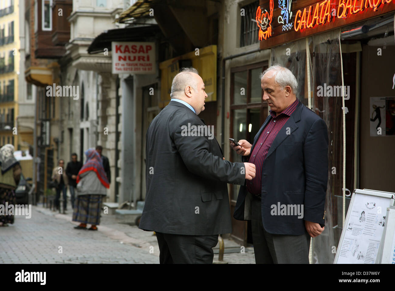 Istanbul, Turkey, business people in conversation on the street Stock ...