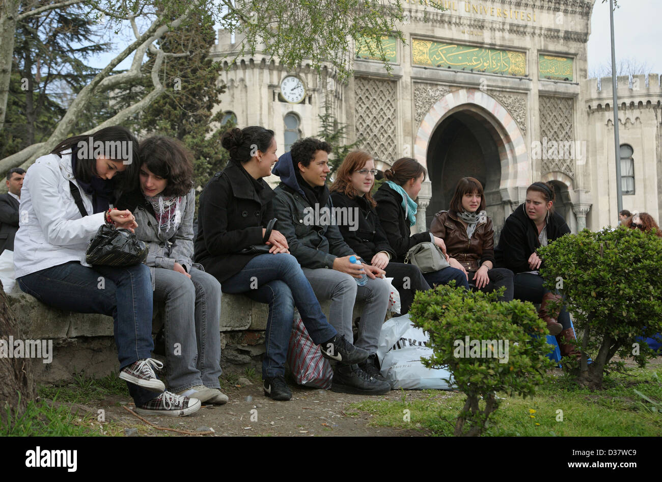 Istanbul, Turkey, students at the gate of the University of Istanbul ...