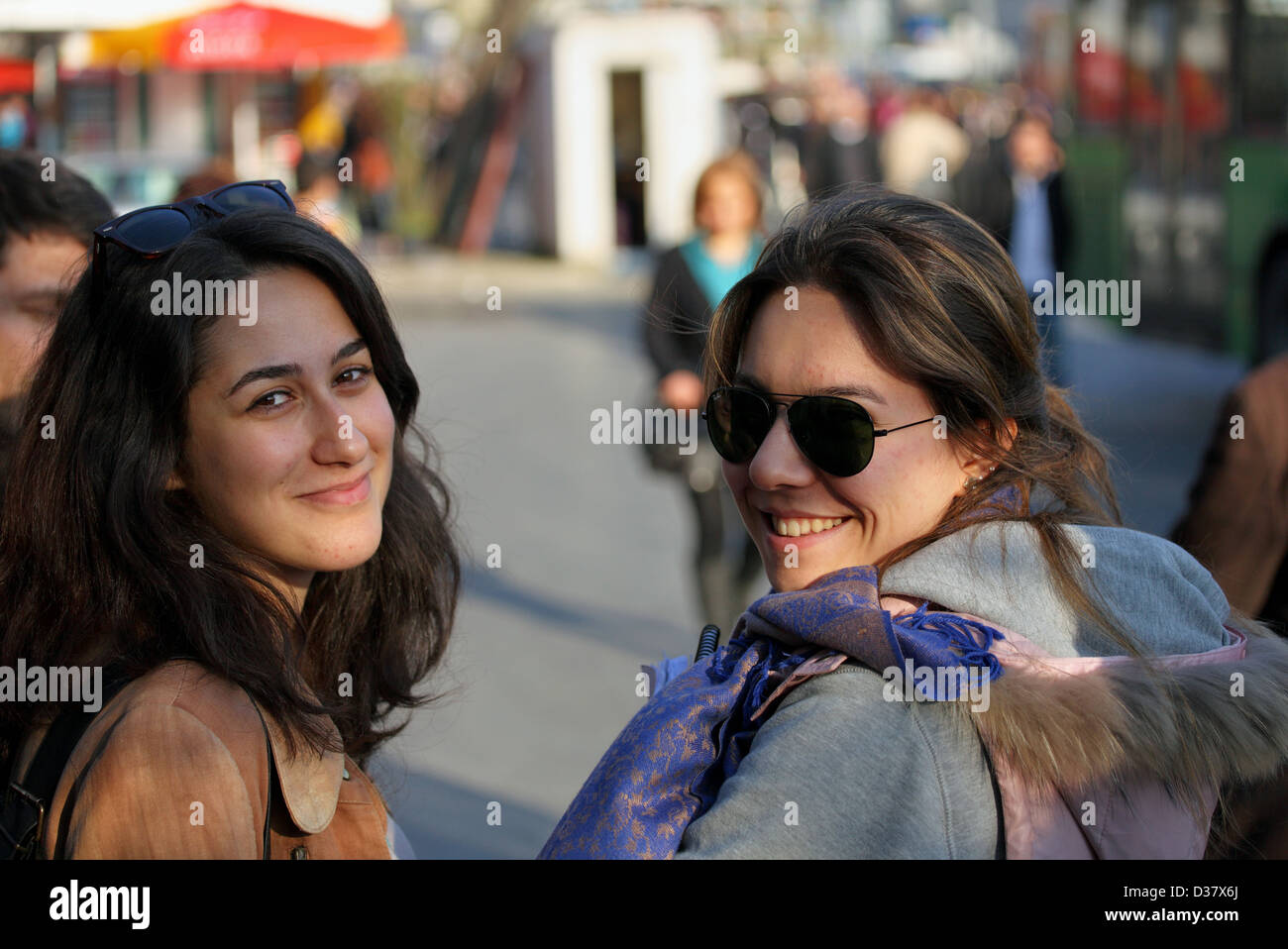 Istanbul, Turkey, students at the bus stop Stock Photo - Alamy