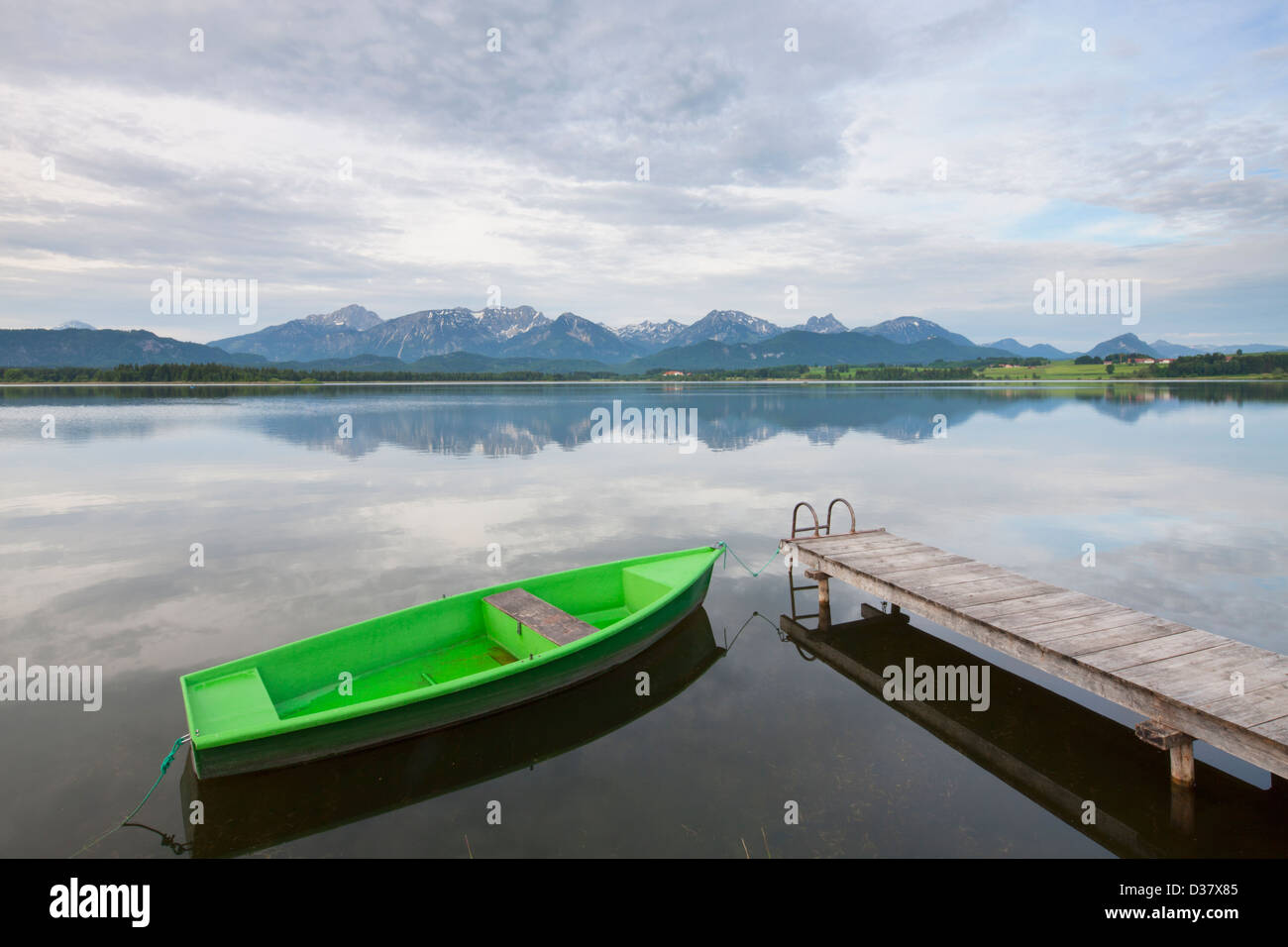 Boat and pier, Hopfensee, Bavaria, Germany Stock Photo - Alamy