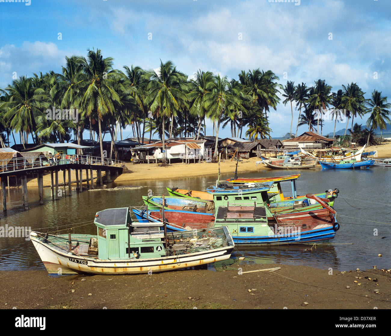 Malaysia, East Coast, Terrengganu, fishing community at Marang Stock ...