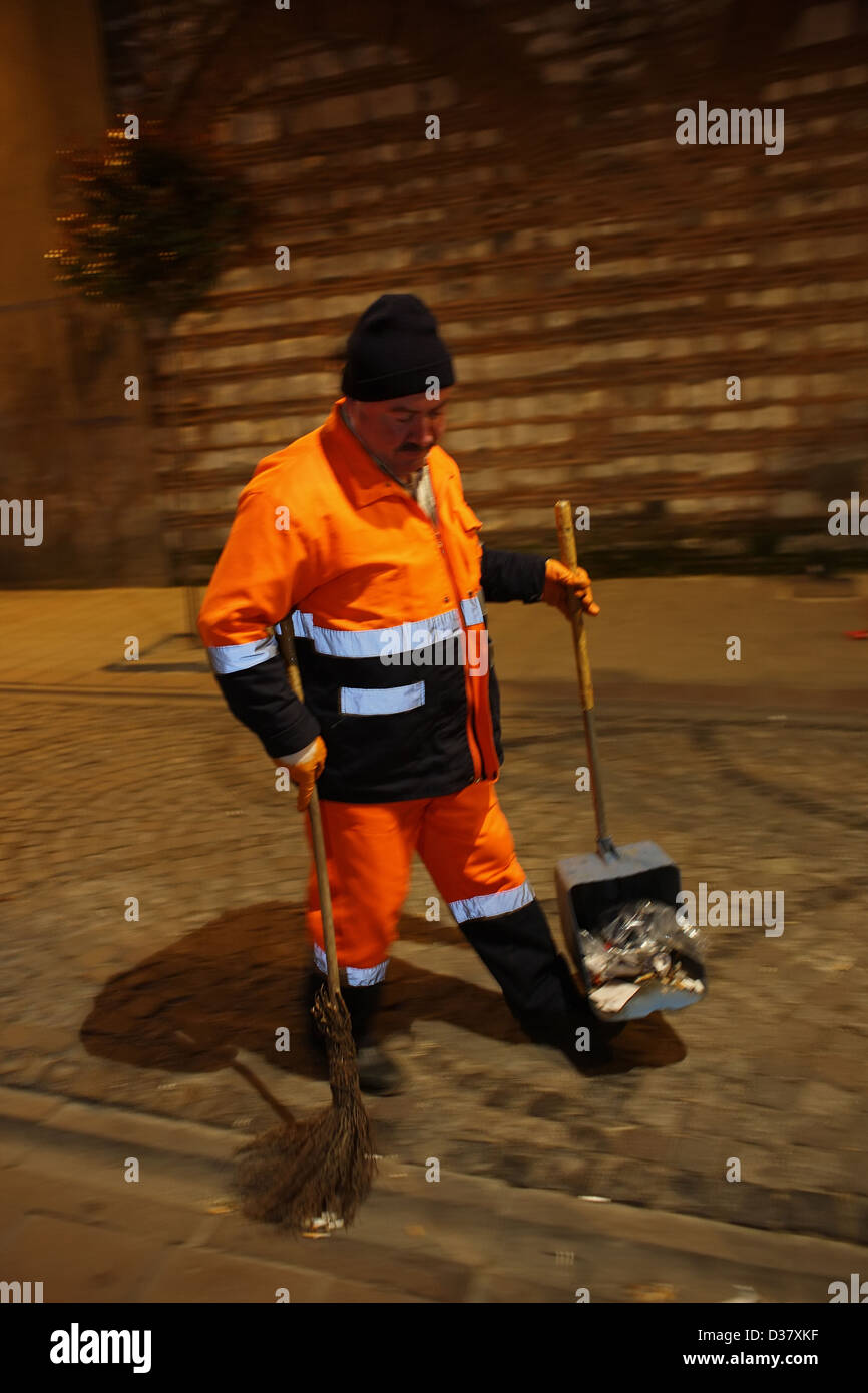 Istanbul, Turkey, a street sweeper in the Sultanahmet district Stock ...