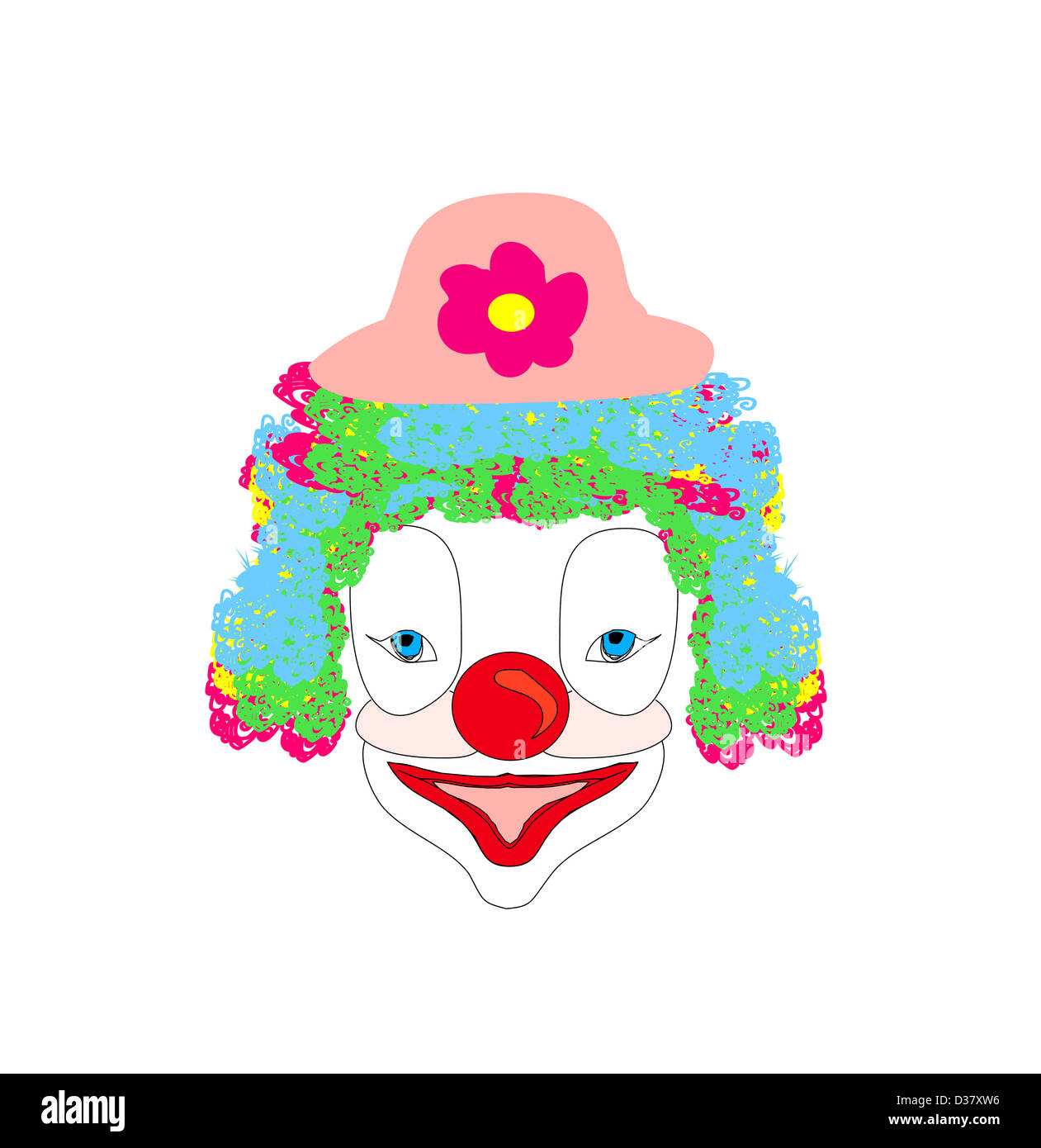 Vector illustration of smiling cartoon clown Stock Photo - Alamy