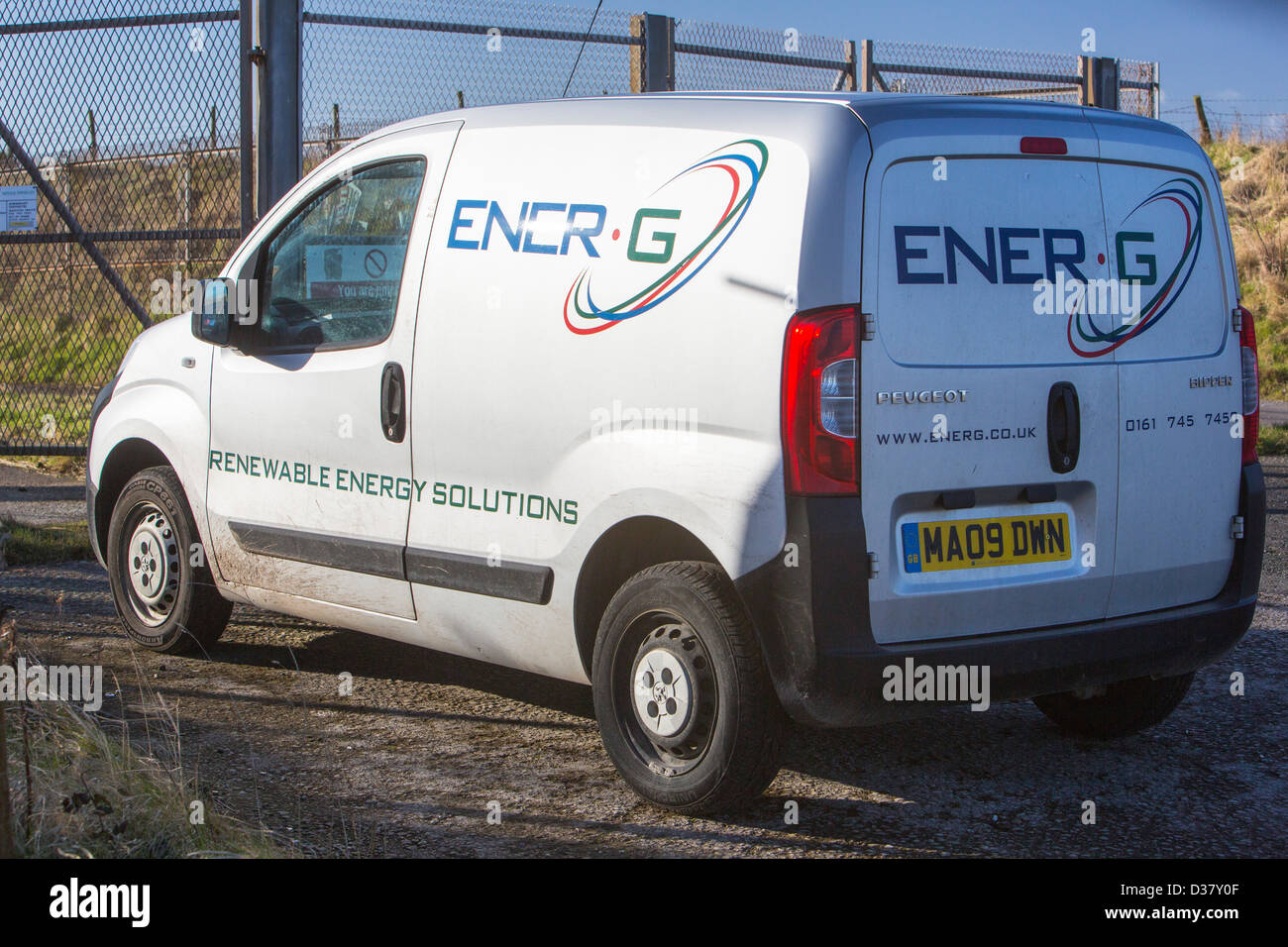 An ENER G van that is servicing a generator prodicing electricity ...