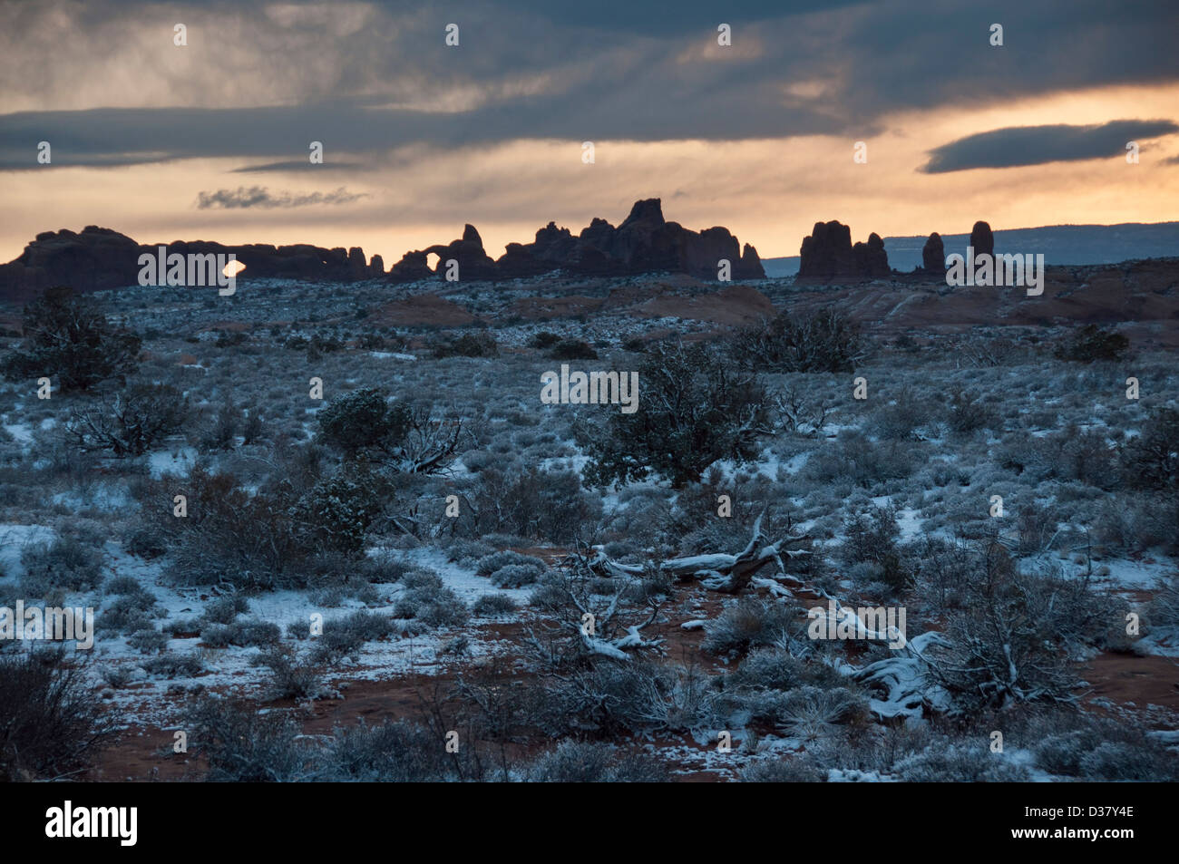 The Windows section of Arches National Park in Utah presents iconic ...