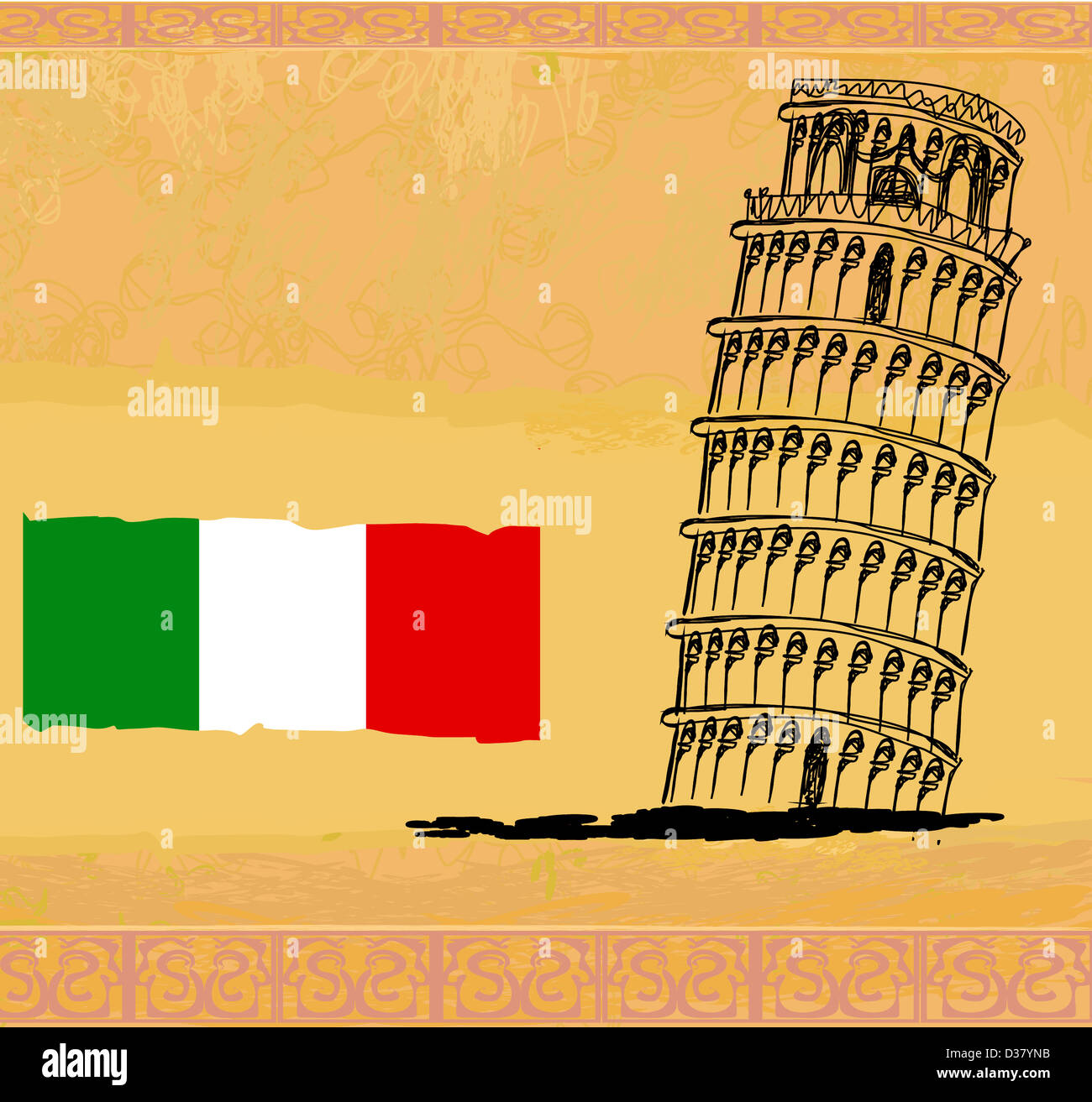 vector Pisa tower grunge background Stock Photo - Alamy