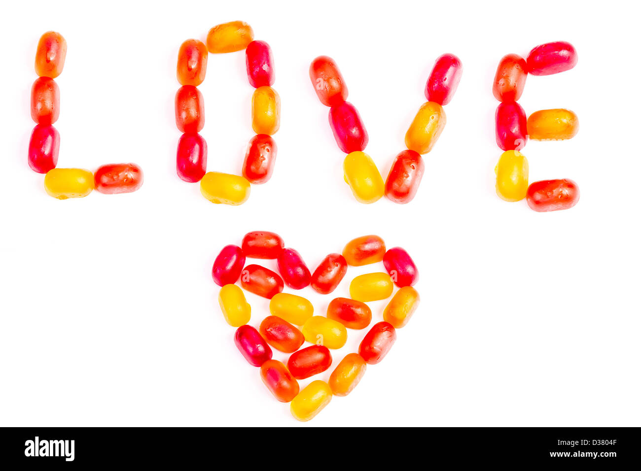 Colorful jelly candy love note isolated on white Stock Photo - Alamy