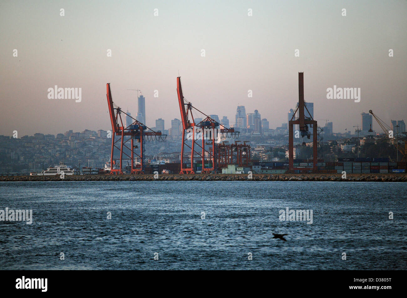 Istanbul, Turkey, the container terminal in the port of Haydarpasa ...