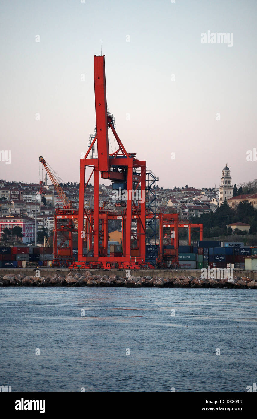 Istanbul, Turkey, the container terminal in the port of Haydarpasa ...