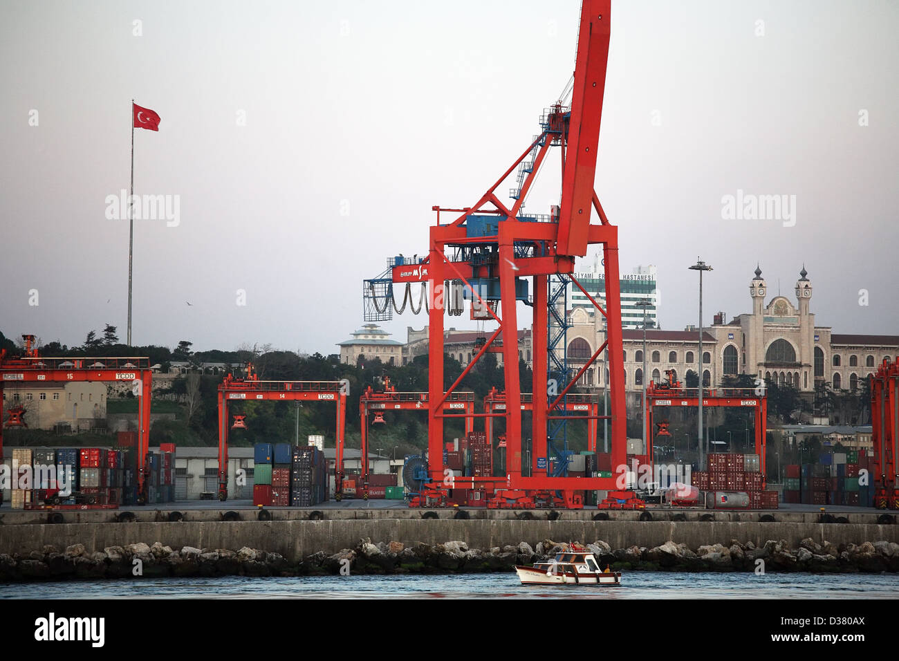 Istanbul, Turkey, the container terminal in the port of Haydarpasa ...