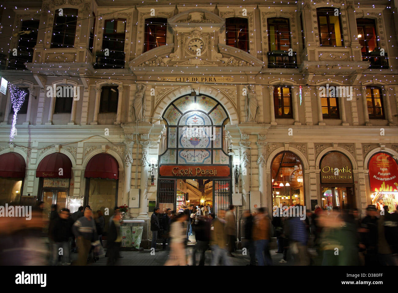 Istanbul, Turkey, the famous Cisek Pasaji (Flower Passage) on Istiklal ...
