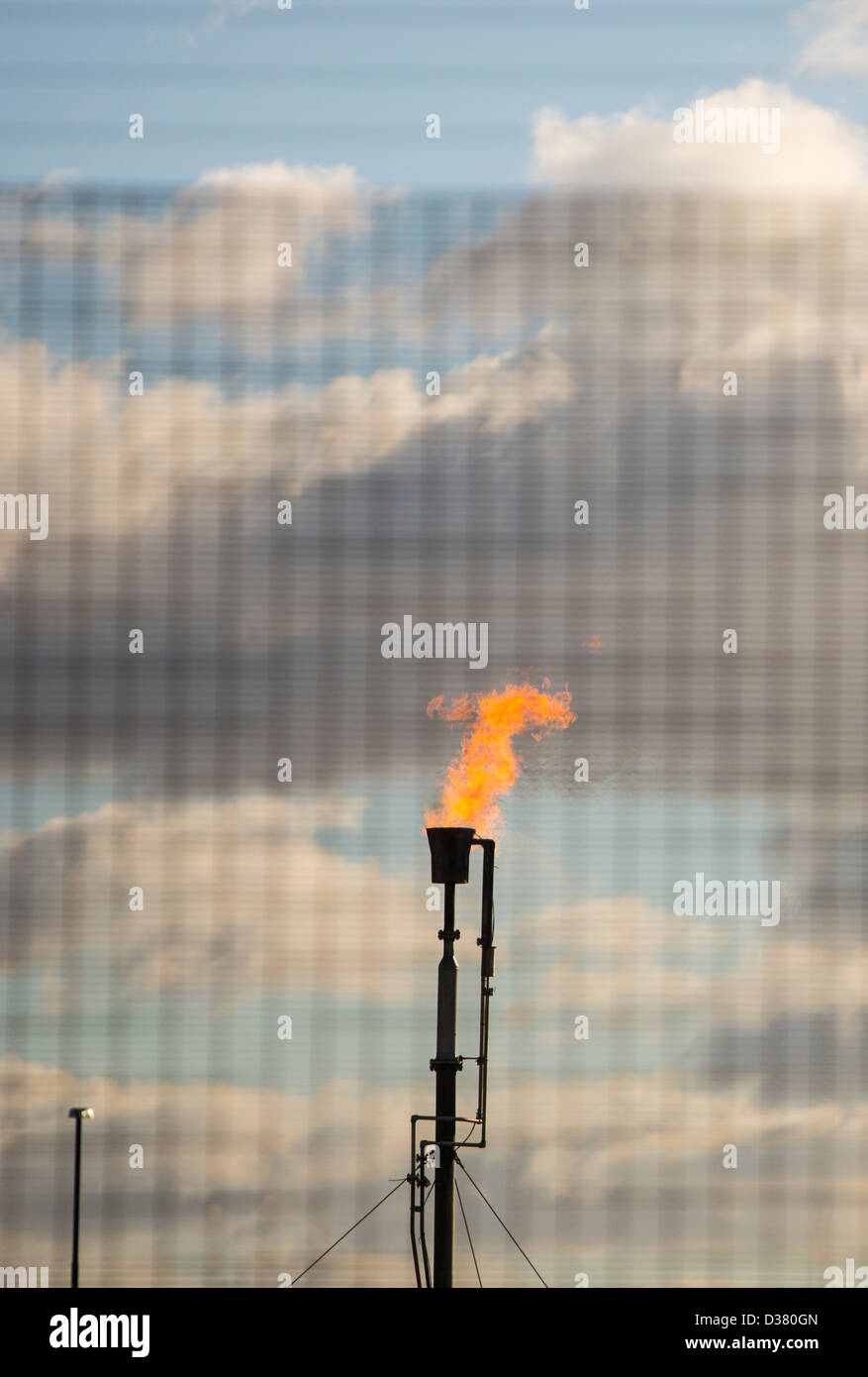 A gas flare at the Rampside gas terminal in Barrow in Furness, Cumbria ...